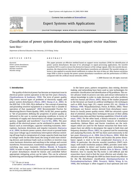 Pdf Classification Of Power System Disturbances Using Support Vector Machines