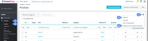Prestashop Export Of Product Catalog Categories And Database