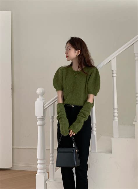 ️윈터시즌오프 연말룩보들보들 로지 핸드워머 니트 퍼프 반팔니트 4colors