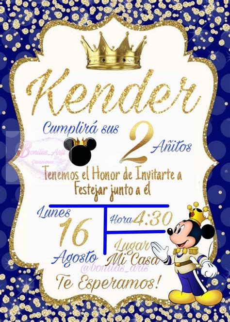Invitaciones Digitales Mickey Príncipe Crear invitaciones de