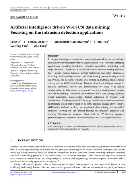 Artificial Intelligence Driven Wifi Csi Data Mining Focusing On The
