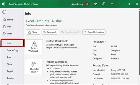 how to edit document properties in excel