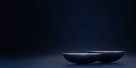 3d 골드 네이비 블루 연단 또는 포장 프레젠테이션 및 화장품을 위한 무대 모형 스탠드 제품 장면 배경입니다 3d 연단 무대 그림 3차원 형태에 대한 스톡 사진 및 기타