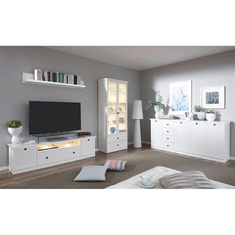 Lomadox Tv Wand Bergama 19 4 Tlg Wohnwand Landhausstil Weiß Mit