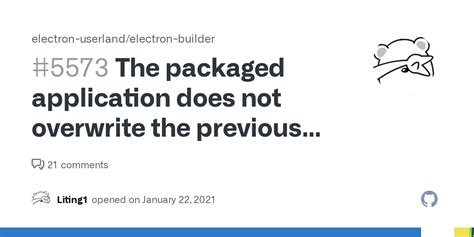 the packaged application does not overwrite the previous version when