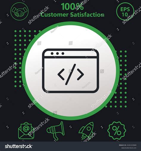 Programming Code Application Icon Background Green Stock Vector