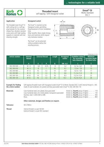 The Ensat Self Tapping Threaded Insert Kerb Konus Pdf Catalogs