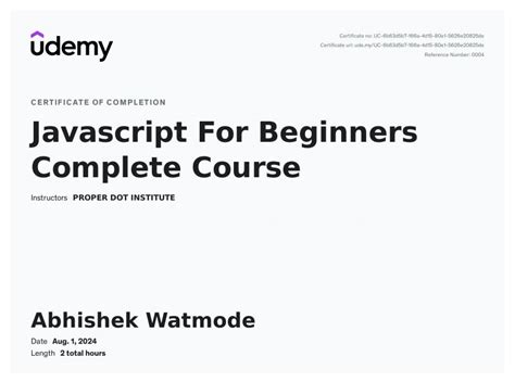 Excited To Share That Ive Completed The Javascript For Beginners Complete Course From Udemy