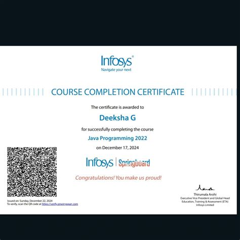 Javaprogramming Achievementunlocked Techlearning Infosysspringboard Deeksha G
