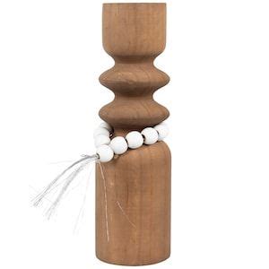 Northlight Photophore En Bois Avec Pompon En Perles 9 75 Marron
