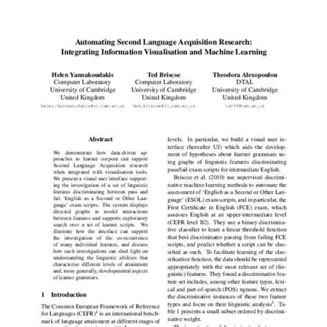 Automating Second Language Acquisition Research Integrating Information Visualisation And