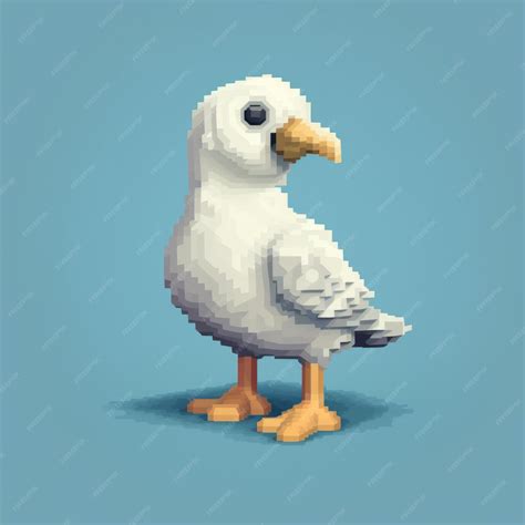 Premium Photo Pixel Seagull Cute Cartoon Realism In Minecraft Style