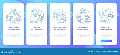 Programming Styles Types Blue Gradient Onboarding Mobile App Screen