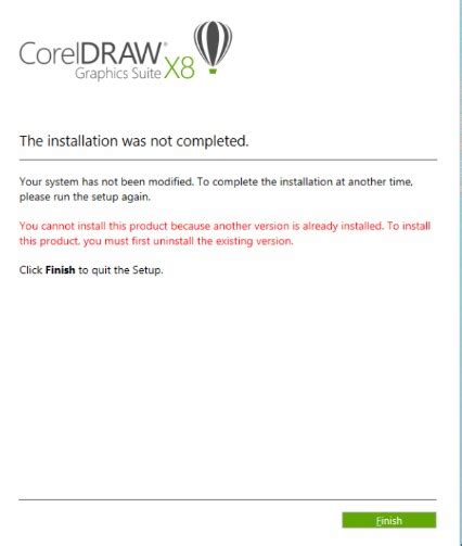 KB Corel CorelDRAW X8 Installation You Cannot Install This Because