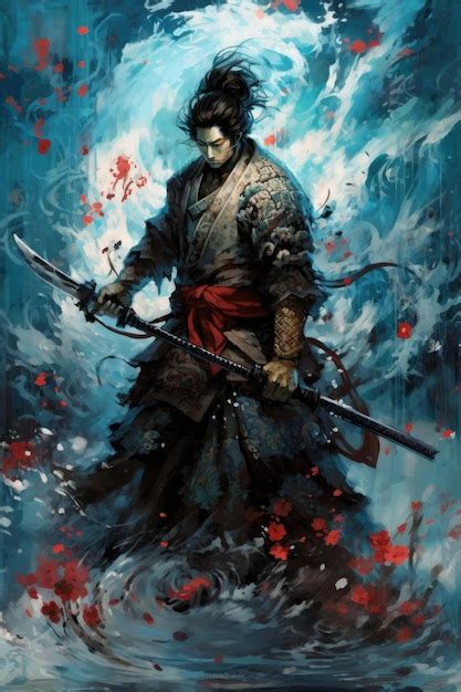 Premium Ai Image Samurai Sword Art Fantasy Character Illustration