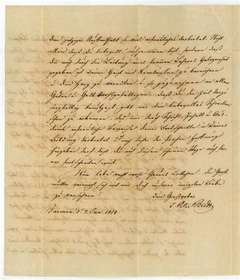 Autograph Letter Signed By Engels Friedrich Johann Peter Bredt Painter And Businessman