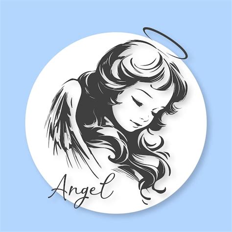 La Linda Niña ángel Orando Con Nimb Vector Premium