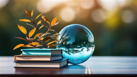 Premium Photo Knowledge Unveiled A Glass Ball Rests Upon A Stack Of Books Blurring The