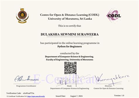 Python Programming Continuouslearning Dulaksha Sewmini