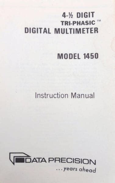 Data Precision Model 1450 4 1 2 Digit Digital Multimeter Instruction M