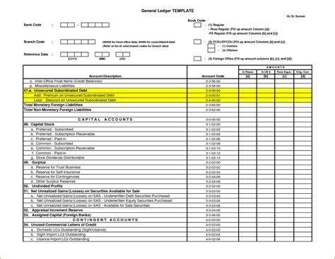General Ledger Format Example