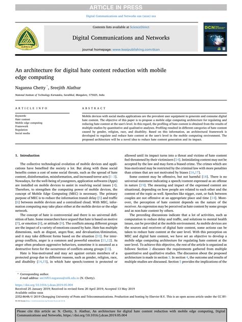 Pdf Digital Hate Content Reduction With Mobile Edge Computing An Architecture