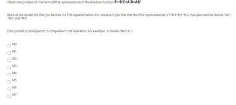 solved obtain the product of of maxterms representation of