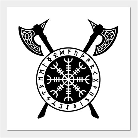 Black Viking Axe And Shield Wall And Art Print Rune Artofit