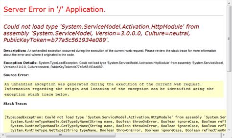 Could Not Load Type System Servicemodel Activation Httpmodule From Assembly