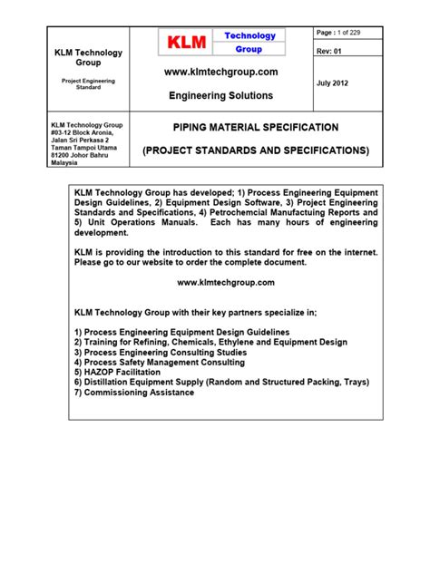 Project Standards And Specifications Piping Materials Rev012web Pdf