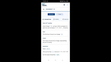Sum Of One Series In Telugu Ccbp Nxtwavenxtwaveassignment 10