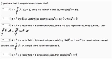 Solved Point Are The Following Statements True Or False Chegg