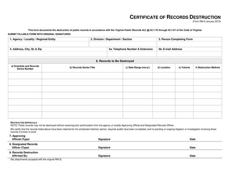 Free Printable Certificate Of Destruction Templates Excel Pdf Word