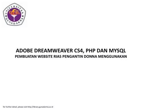 Ppt Adobe Dreamweaver Cs4 Php Dan Mysql Pembuatan Website Rias