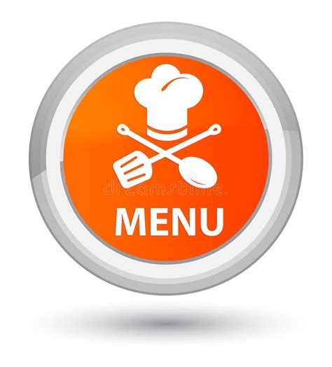 Menu Restaurant Icon Prime Orange Round Button Stock Illustration