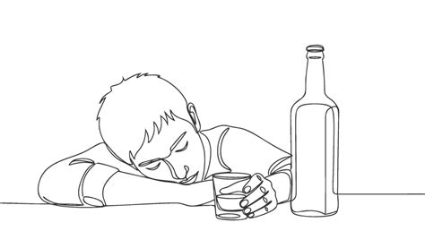 One Continuous Line Art Illustration Of A Person Passed Out With A
