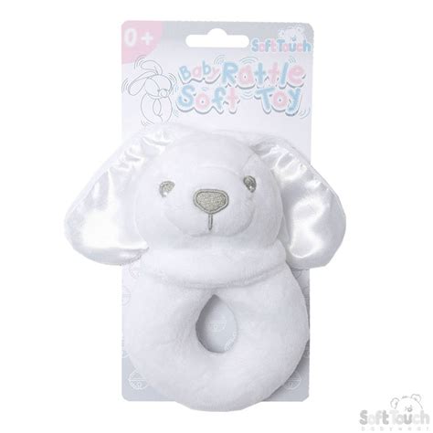 White Soft Touch Bunny Rattle Soft Toy