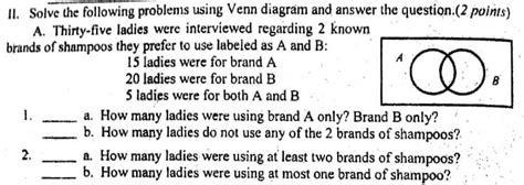 solved ii solve the following problems using venn diagram and answer