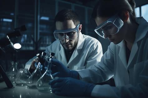Premium Ai Image Team Of Scientists Working In A Laboratory Carefully