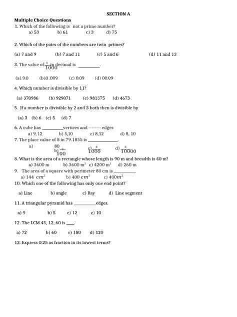 Class 6 Maths Extra Worksheet For Practice Pdf Geometry Numbers