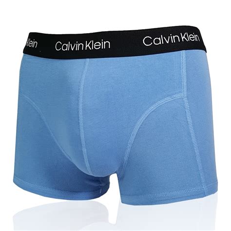 Calvin Klein男內褲 棉質彈性合身平角內褲ck四角褲 淺藍黑帶 合身四角內褲 Yahoo奇摩購物中心