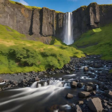 Premium Photo Breathtaking View Of Svartifoss Waterfall With Basalt