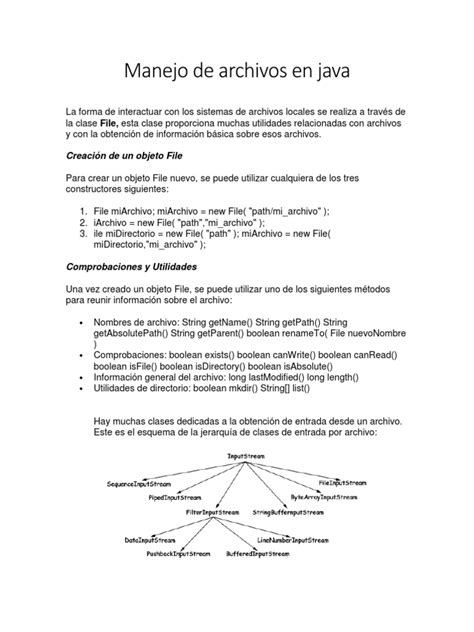 Manejo De Archivos En Java Pdf Java Lenguaje De Programación Byte