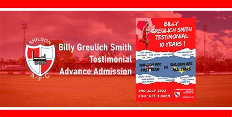 Billy Greulich Smith Testimonial Advance Admission Shildon Afc