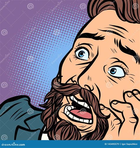 Hombre Barbudo Asustado Miedo Y Horror Del Inconformista Haga Frente