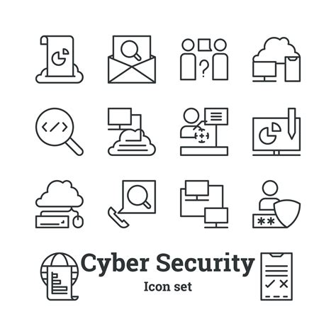 La Seguridad Cibernética Soluciones Icono Conjunto 23346016 Vector En