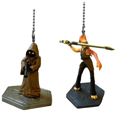Star Wars Jar Jar Binks And Jawa Set Fan Lamp Pull Chain Figure Sith Lord