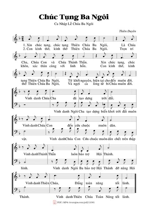 [sheet] Xin Chúc Tụng Chúc Tụng Thiên Chúa Ba Ngôi Pdf Tải Về Sheet