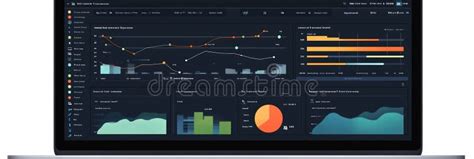 Laptop Displaying A Dashboard With Charts Graphs And Data Visualizations Stock Illustration