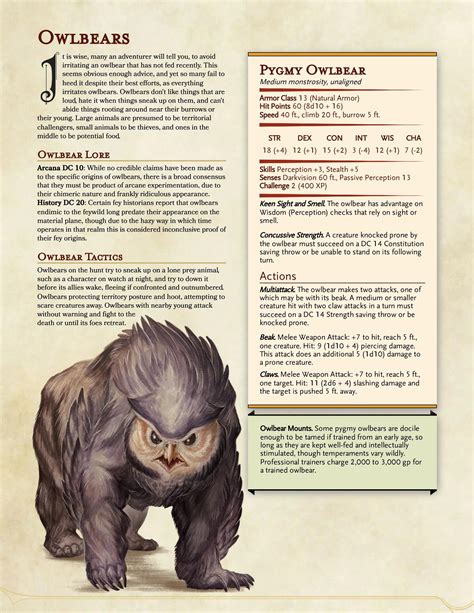Complete Owlbears 5 Variants With Lore Dcs And Tactics R Dndhomebrew